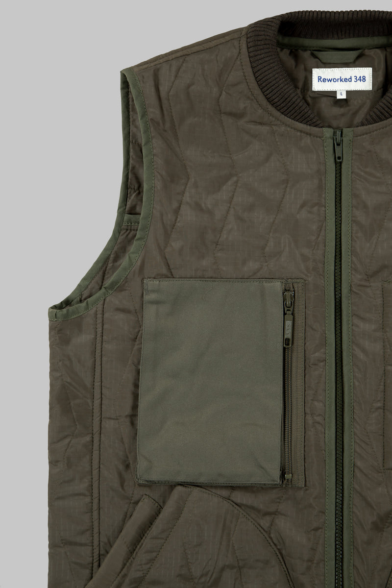 Tanker Panel High Neck Vest Khaki – Reworked 348