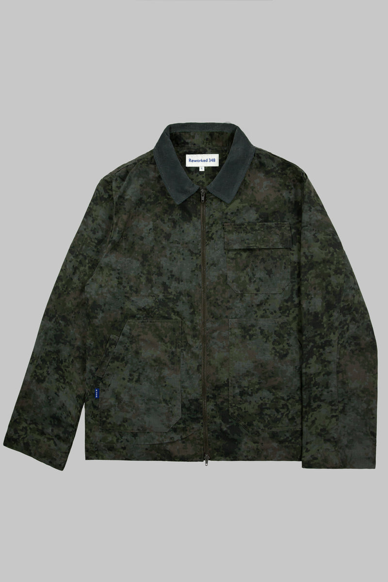 Rip-Stop Digital Camo Cord Collar Jacket Darkest Green – Reworked 348